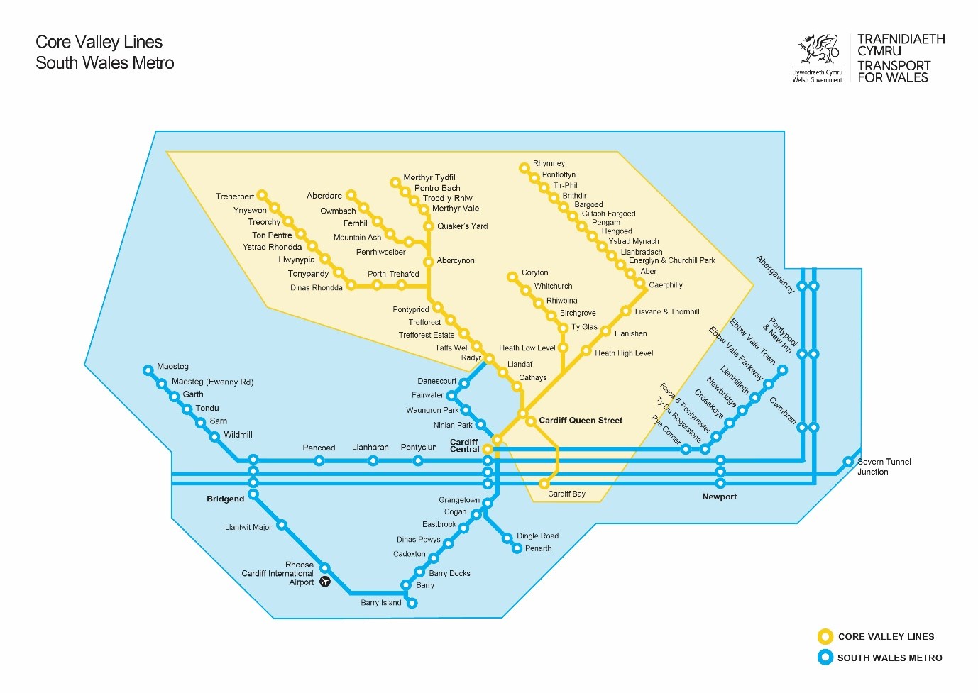 Wales train / rail maps