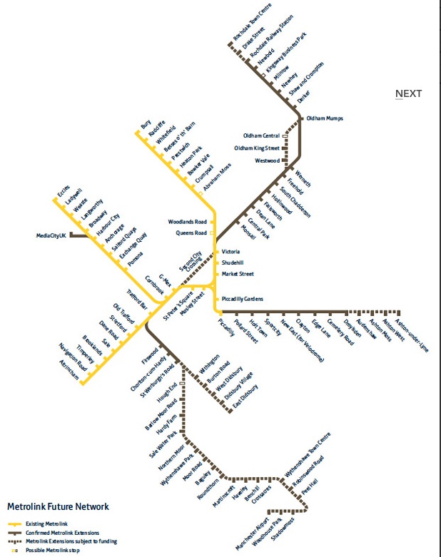 Manchester Metrolink tram map