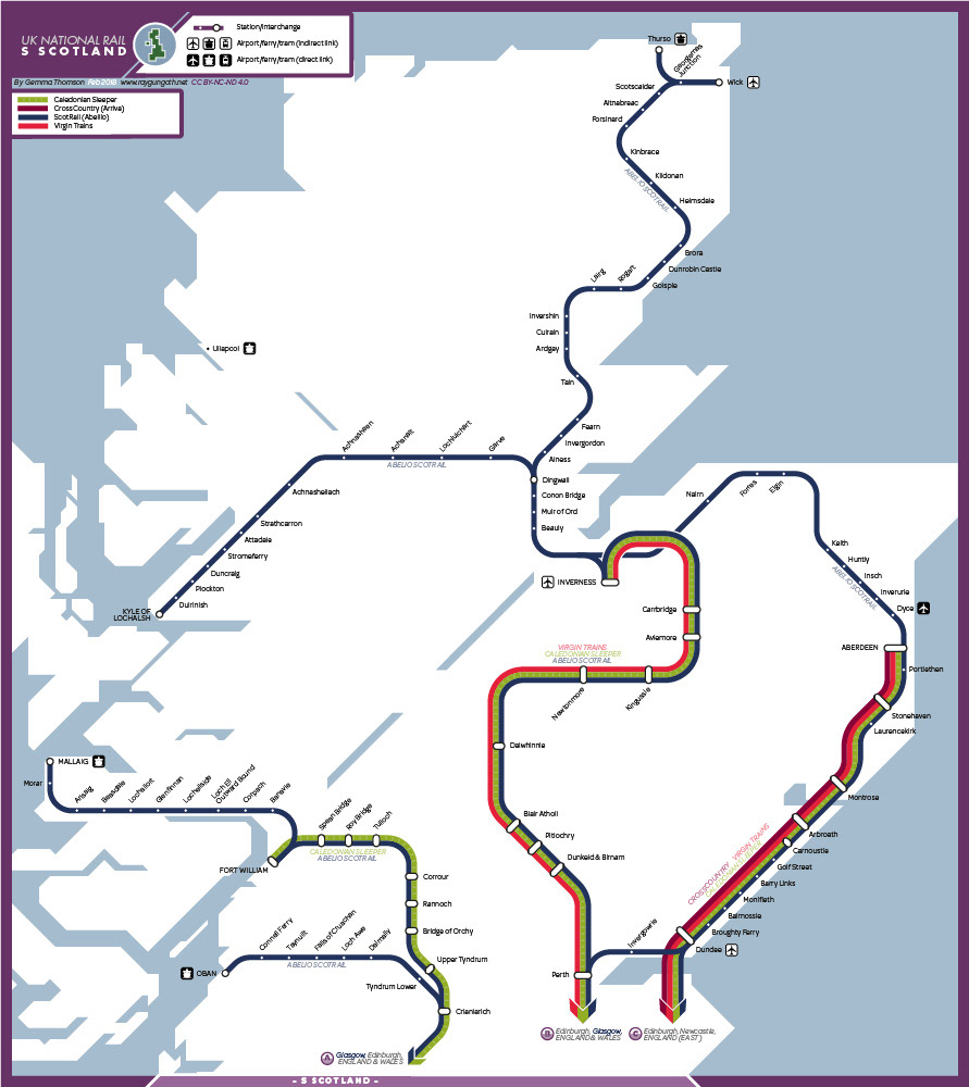 Scotland and Scotrail train / rail maps