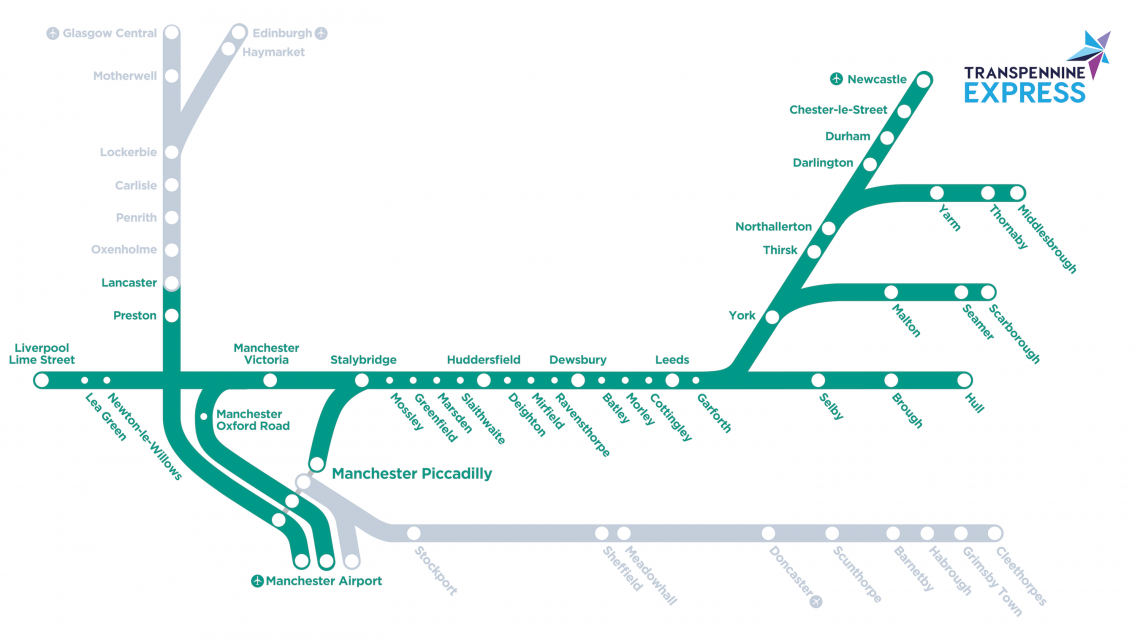 TransPennine Express train / rail maps