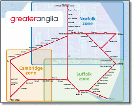 East Anglia - Abellio, NatEx, One & Gt Eastern train / rail maps