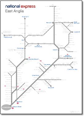 East Anglia - Abellio, NatEx, One & Gt Eastern train / rail maps